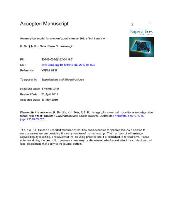Pdf An Analytical Model For A Reconfigurable Tunnel Field Effect