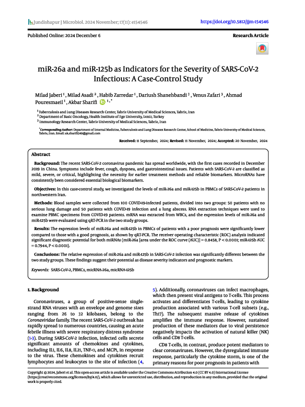 (PDF) MiR 26a and miR 125b as Indicators for the Severity of SARS CoV 2 ...