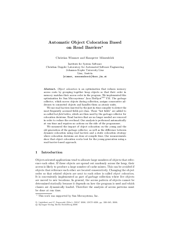 (PDF) Automatic Object Colocation Based on Read Barriers