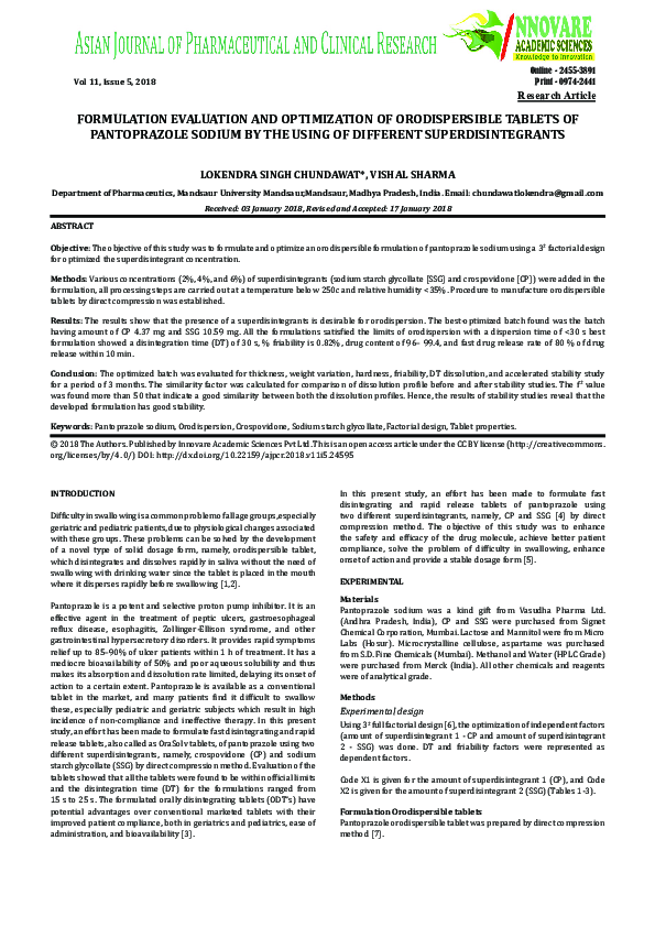 Pdf Formulation Evaluation And Optimization Of Orally Disintegrating Films Of Azithromycin