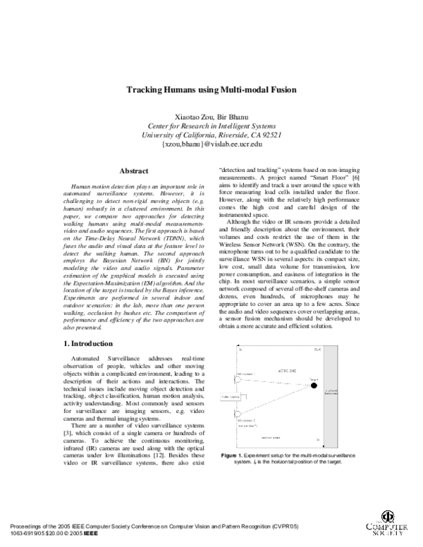 (PDF) Tracking Humans using Multi-modal Fusion | B. Bhanu - Academia.edu