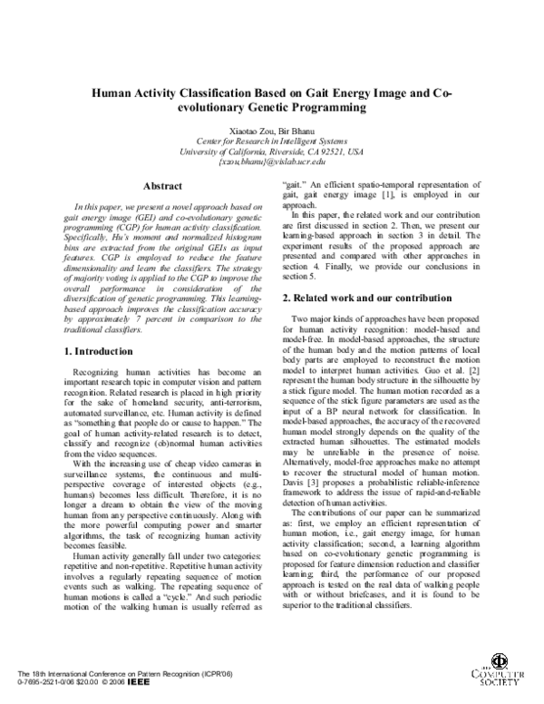 (PDF) Human Activity Classification Based on Gait Energy Image and Coevolutionary Genetic ...