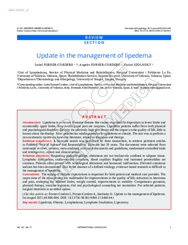 (PDF) Update in the management of lipedema | Győző Szolnoky - Academia.edu