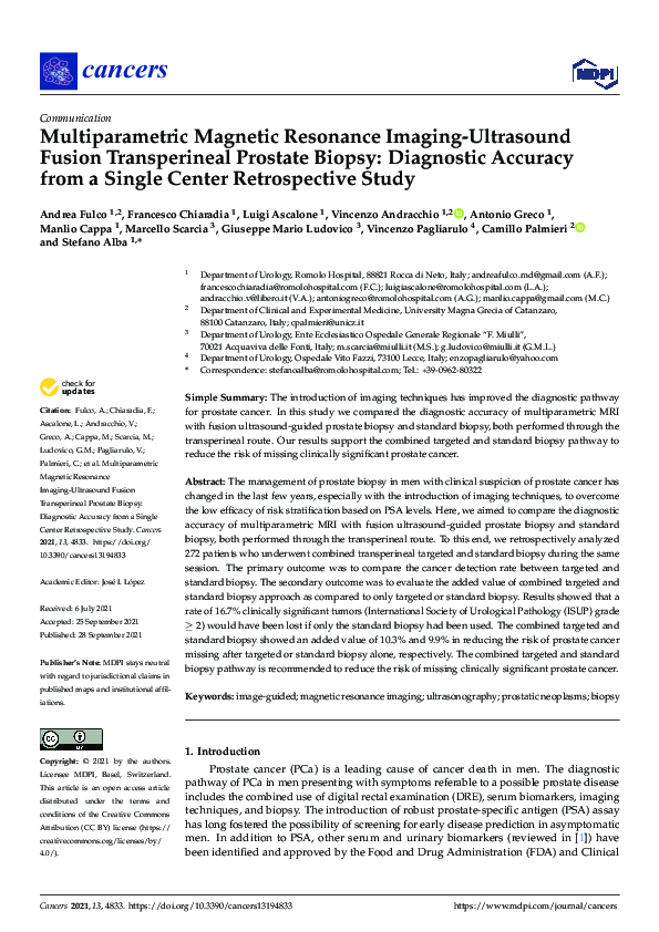 (PDF) Multiparametric Magnetic Resonance Imaging-Ultrasound Fusion Transperineal Prostate Biopsy ...