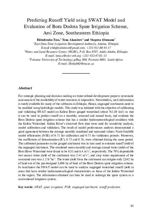 (PDF) SWAT Model for Runoff Prediction in Ethiopia