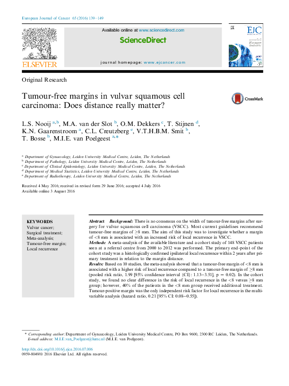 Pdf Tumour Free Margins In Vulvar Squamous Cell Carcinoma Does 6170