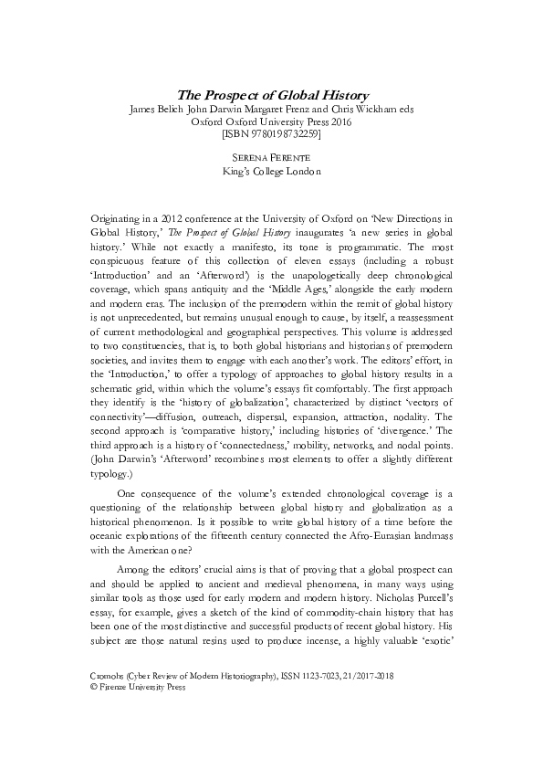 (PDF) The Prospect of Global History