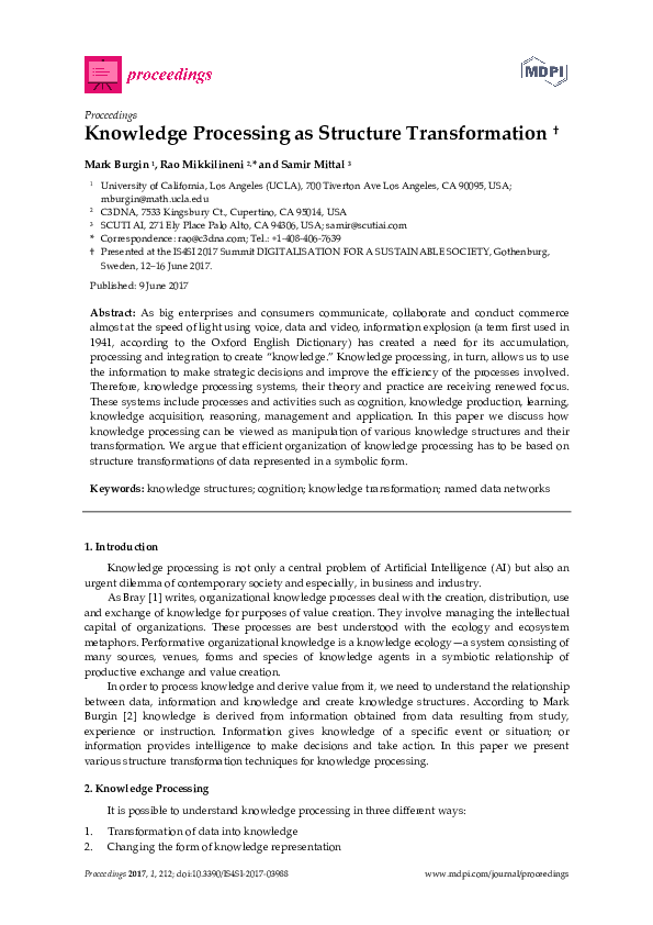 (PDF) Knowledge Processing as Structure Transformation