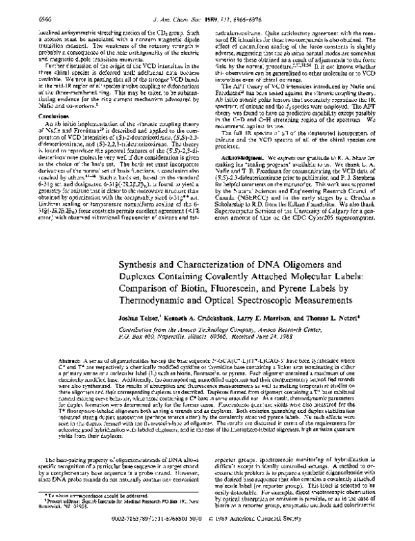(PDF) Synthesis and characterization of DNA oligomers and duplexes ...