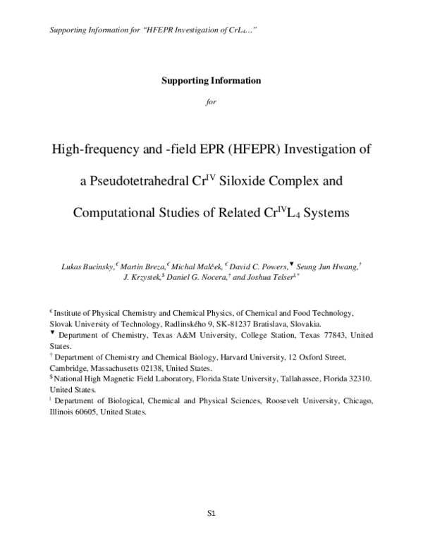 (PDF) High-Frequency and -Field EPR (HFEPR) Investigation of a ...