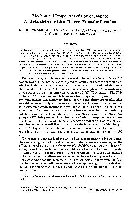 (PDF) Mechanical properties of polycarbonate antiplasticized with a ...