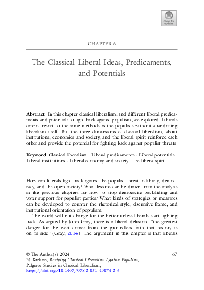 (PDF) The Classical Liberal Ideas, Predicaments, and Potentials
