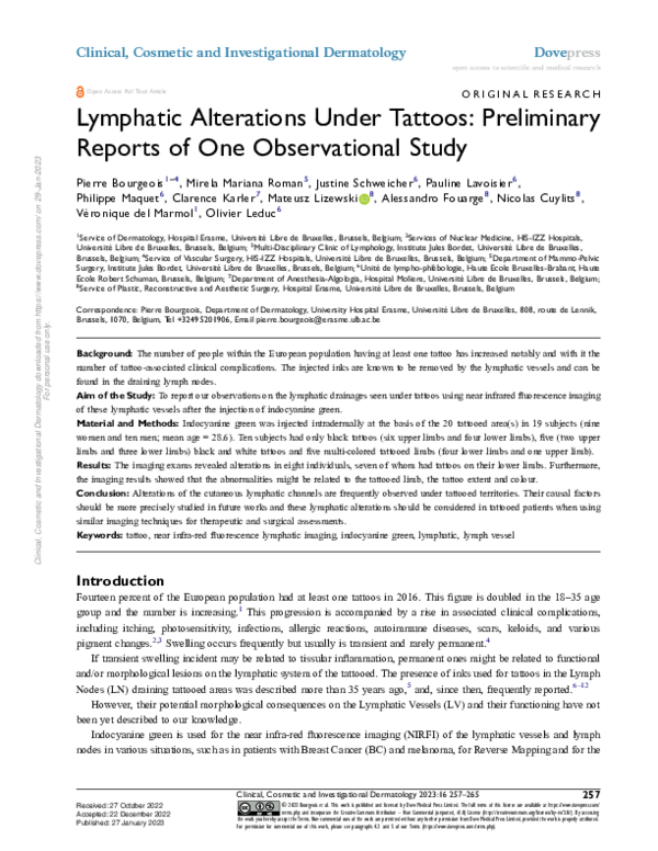 (PDF) Lymphatic Alterations Under Tattoos: Preliminary Reports of One ...