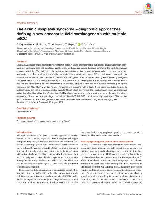(PDF) The actinic dysplasia syndrome – diagnostic approaches defining a ...