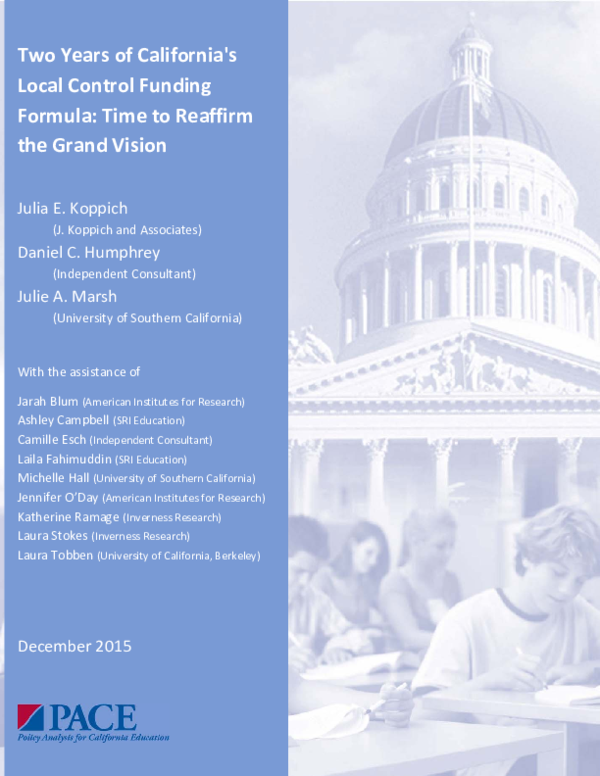 (PDF) Two Years of California's Local Control Funding Formula: Time to ...