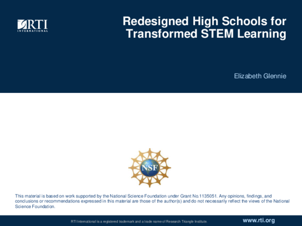 (PDF) Redesigned High Schools for Transformed STEM Learning ...