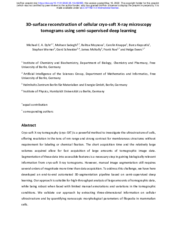(PDF) 3D-surface reconstruction of cellular cryo-soft X-ray microscopy tomograms using semi ...