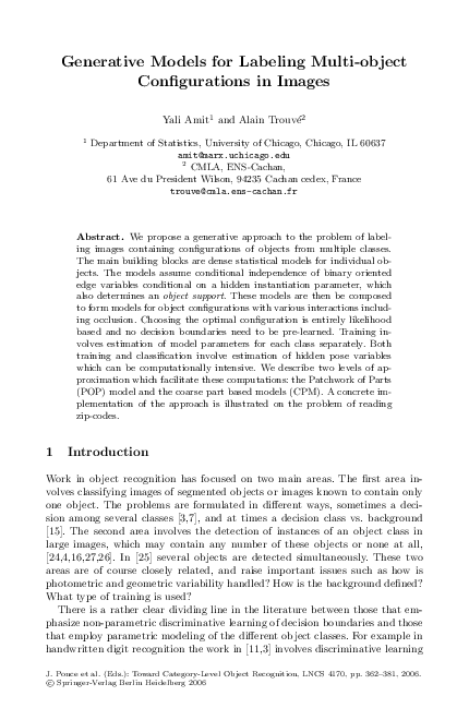 (PDF) Generative Models for Labeling Multi-object Configurations in Images