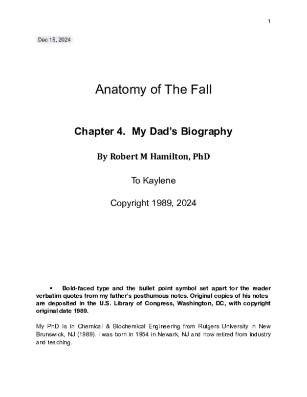 (PDF) Anatomy of The Fall Chapter 4. My Dad's Biography