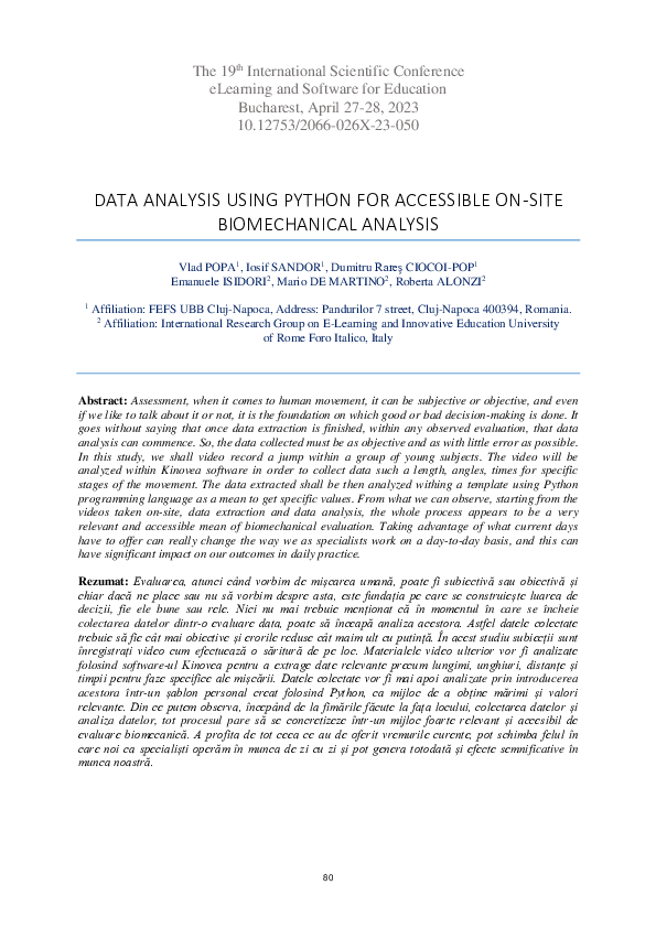 (PDF) Data analysis using Python for accessible on-site biomechanical analysis