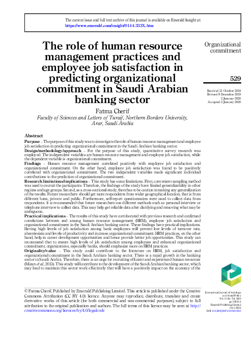 (PDF) The role of human resource management practices and employee job satisfaction in ...