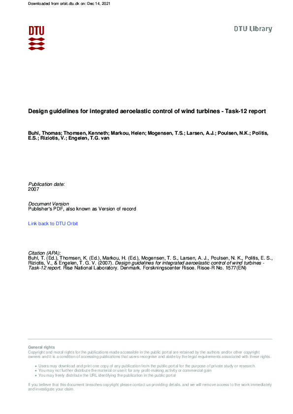 (PDF) Design guidelines for integrated aeroelastic control of wind