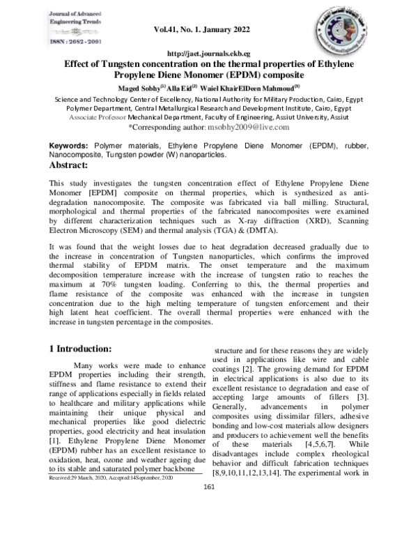 (PDF) Effect of Tungsten concentration on the thermal properties of ...