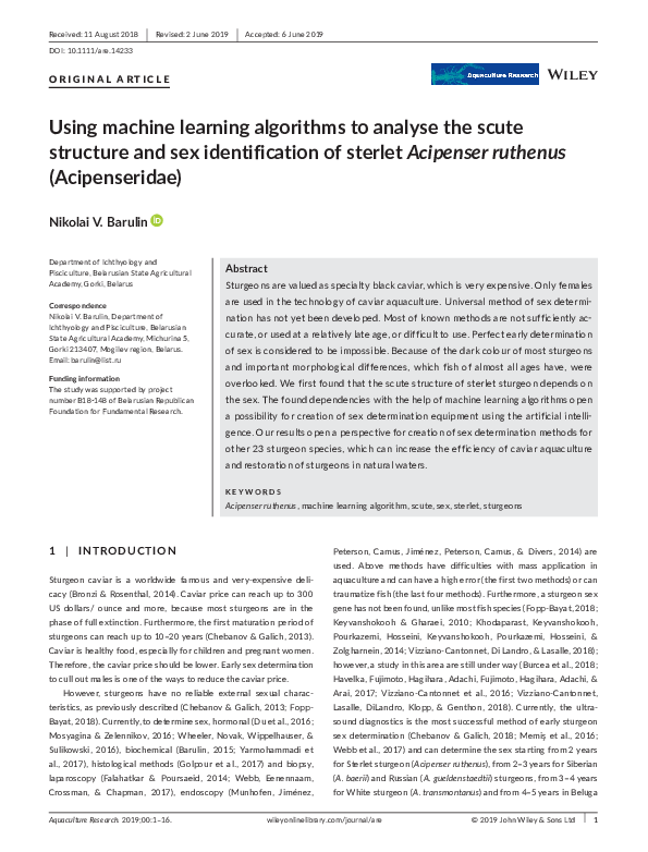 Pdf Using Machine Learning Algorithms To Analyse The Scute Structure