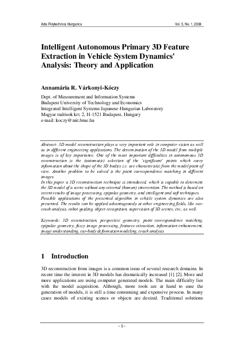 (PDF) Intelligent Autonomous Primary 3D Feature Extraction in Vehicle System Dynamics' Analysis ...