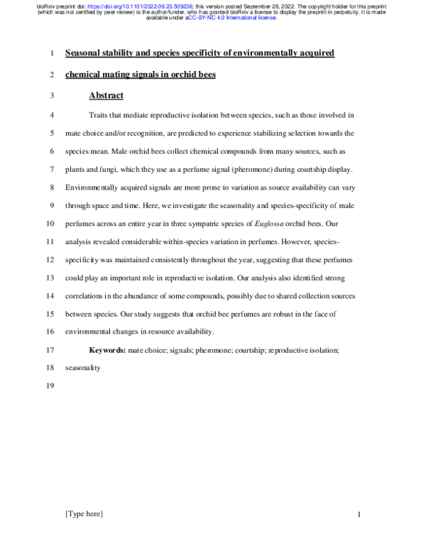 (PDF) Seasonal stability and species specificity of environmentally ...