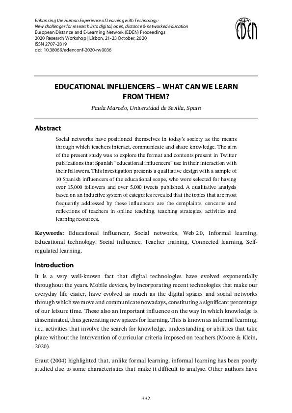 (PDF) Educational Influencers – What Can We Learn from Them?