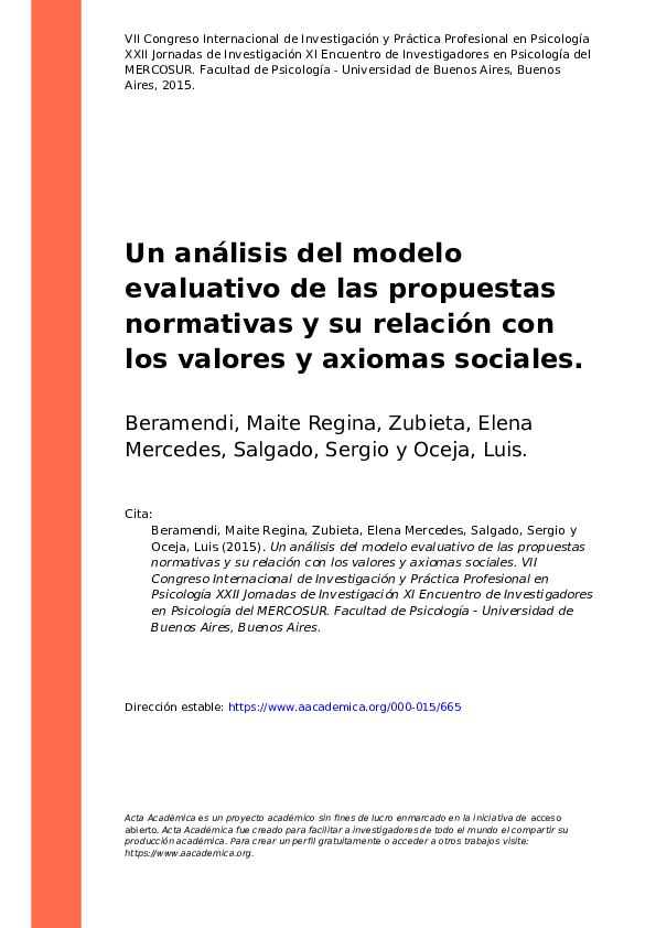 (PDF) Un Análisis Del Modelo Evaluativo De Las Propuestas Normativas y Su Relación Con Los ...