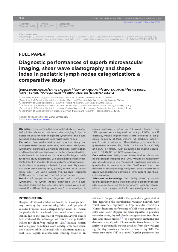 (PDF) Diagnostic performances of superb microvascular imaging, shear wave elastography and shape ...
