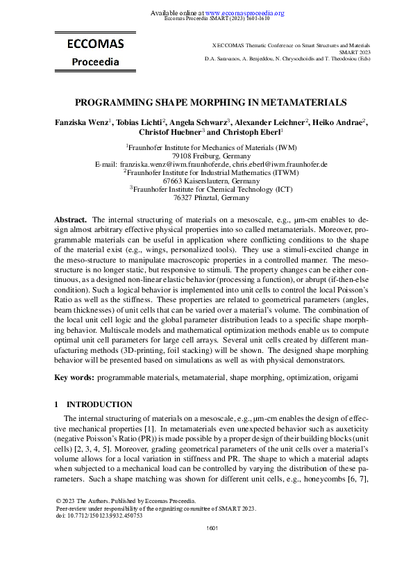 (PDF) Programming Shape Morphing in Metamaterials