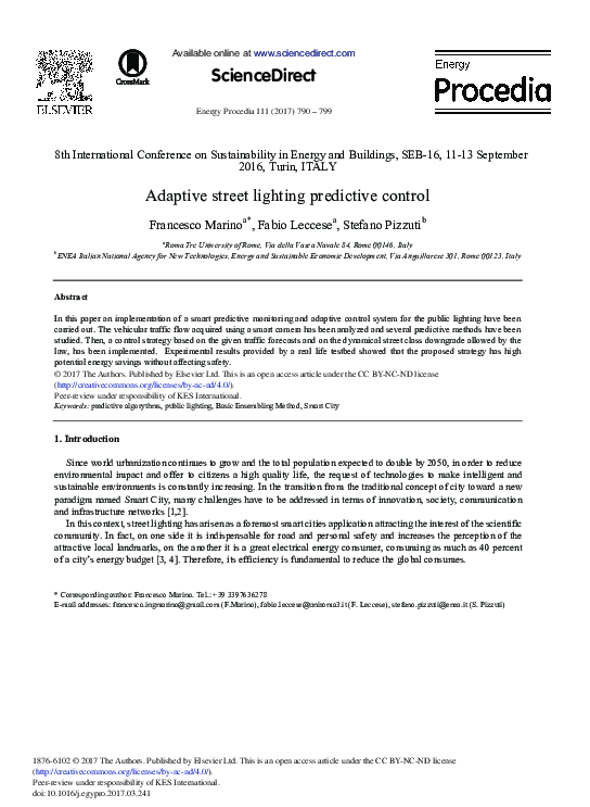 (PDF) Adaptive Street Lighting Predictive Control
