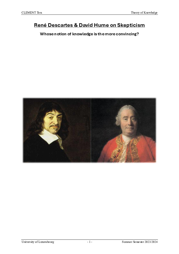 (PDF) René Descartes & David Hume on Skepticism: Whose notion of ...