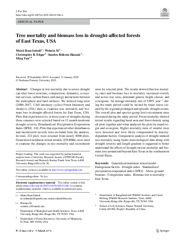 (PDF) Tree mortality and biomass loss in drought-affected forests of ...
