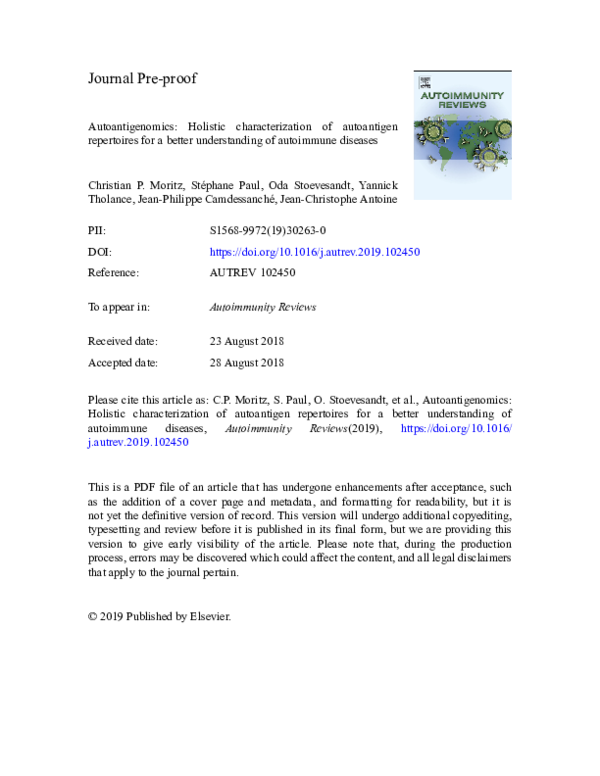 (PDF) Autoantigenomics: Holistic characterization of autoantigen ...