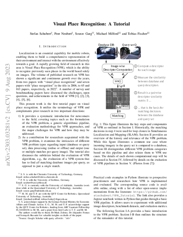 (PDF) Visual Place Recognition: A Tutorial