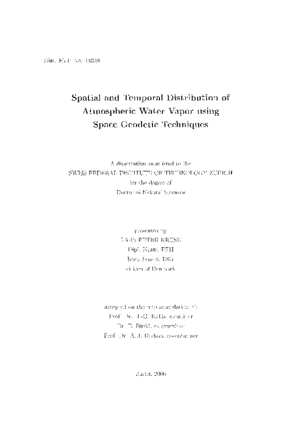 Pdf Spatial And Temporal Distribution Of Atmospheric Water Vapor Using Space Geodetic Techniques