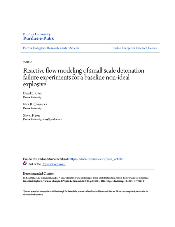 (PDF) Reactive flow modeling of small scale detonation failure ...