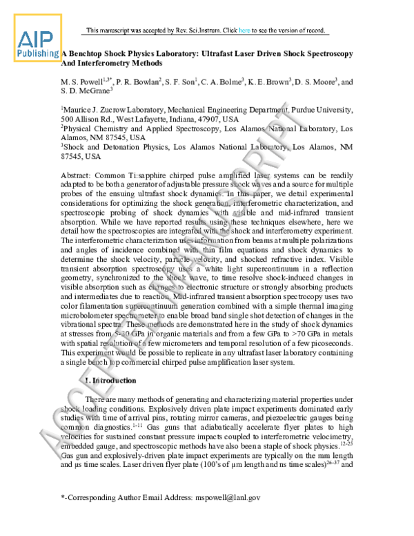 (PDF) A benchtop shock physics laboratory: Ultrafast laser driven shock ...