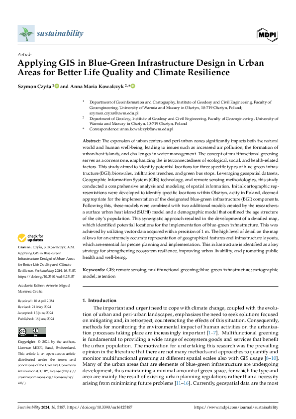 (PDF) Applying GIS in Blue-Green Infrastructure Design in Urban Areas ...