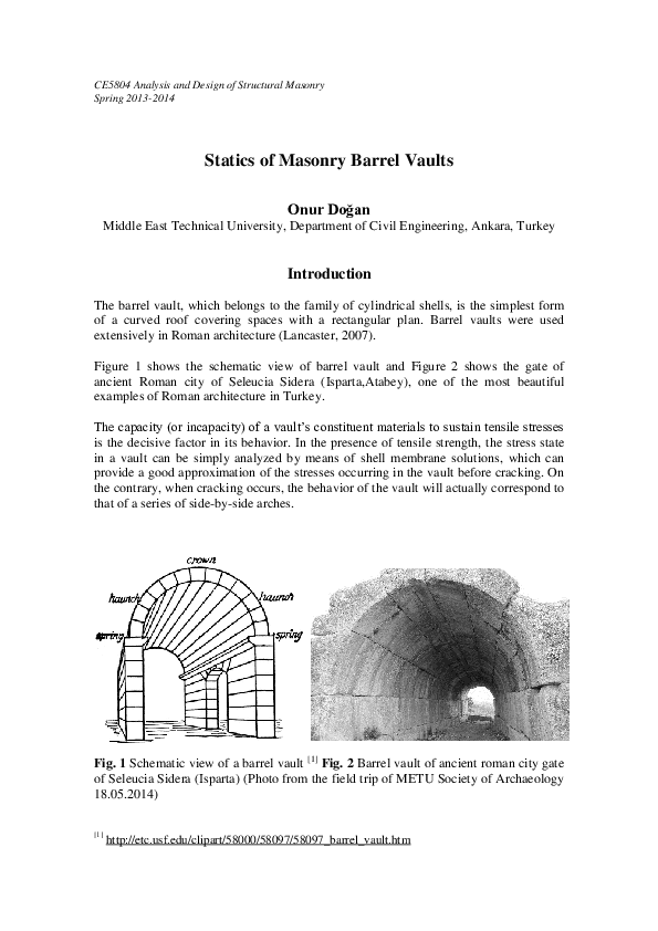 (PDF) Statics of Masonry Barrel Vaults