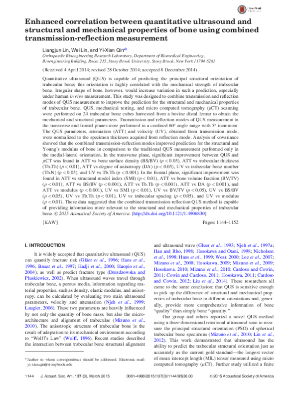 (PDF) Enhanced correlation between quantitative ultrasound and structural and mechanical ...