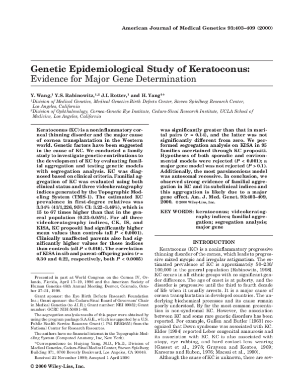 (PDF) Genetic epidemiological study of keratoconus: Evidence for major ...