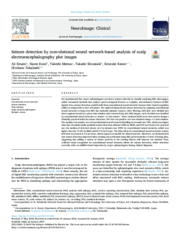 Pdf Seizure Detection By Convolutional Neural Network Based Analysis Of Scalp
