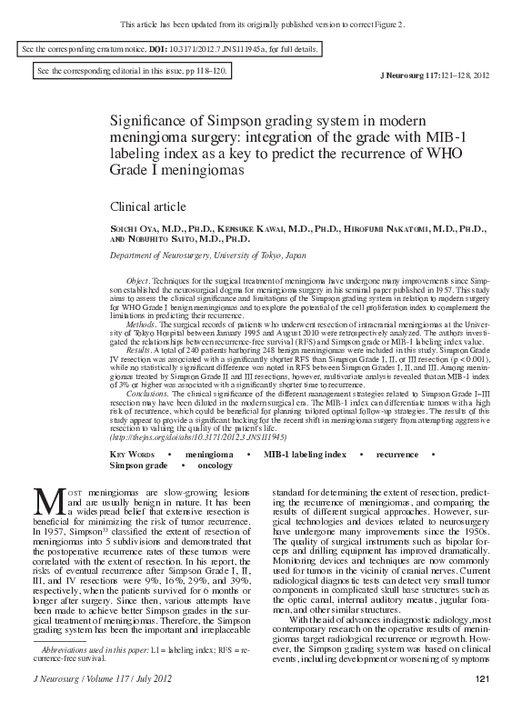 (PDF) Significance of Simpson grading system in modern meningioma ...