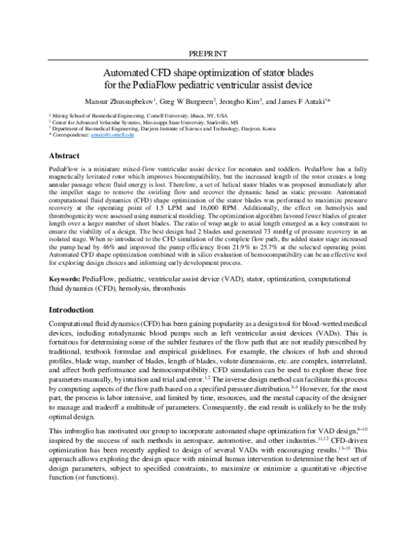 (PDF) Automated CFD shape optimization of stator blades for the ...