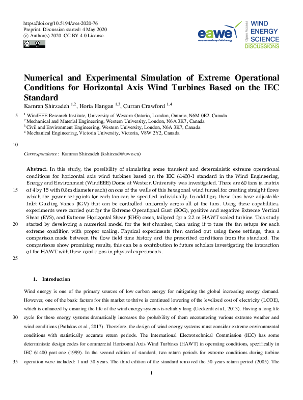 (PDF) Numerical and Experimental Simulation of Extreme Operational Conditions for Horizontal ...